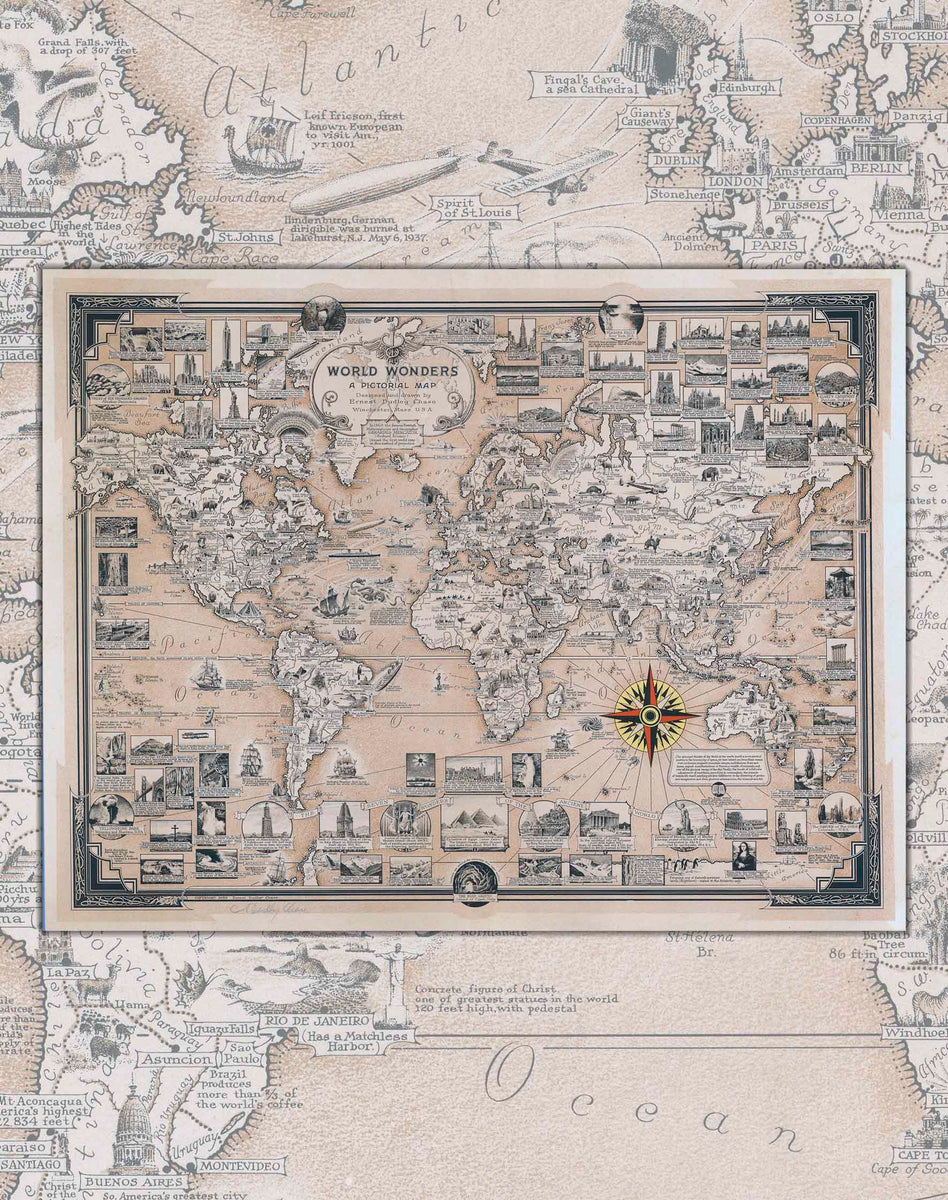Mapa del Mundo de Maravillas Sepia - Lámina – Mappin