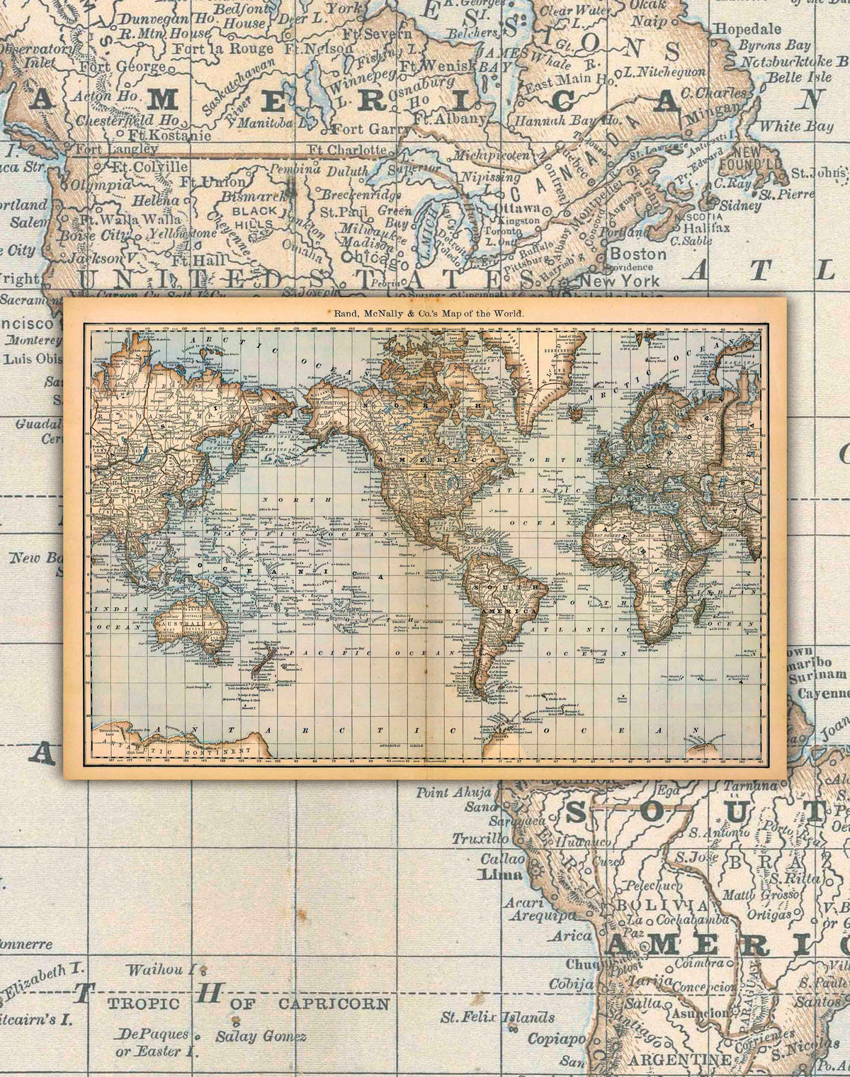 Mapa del Mundo de 1887 - Lámina — Mappin