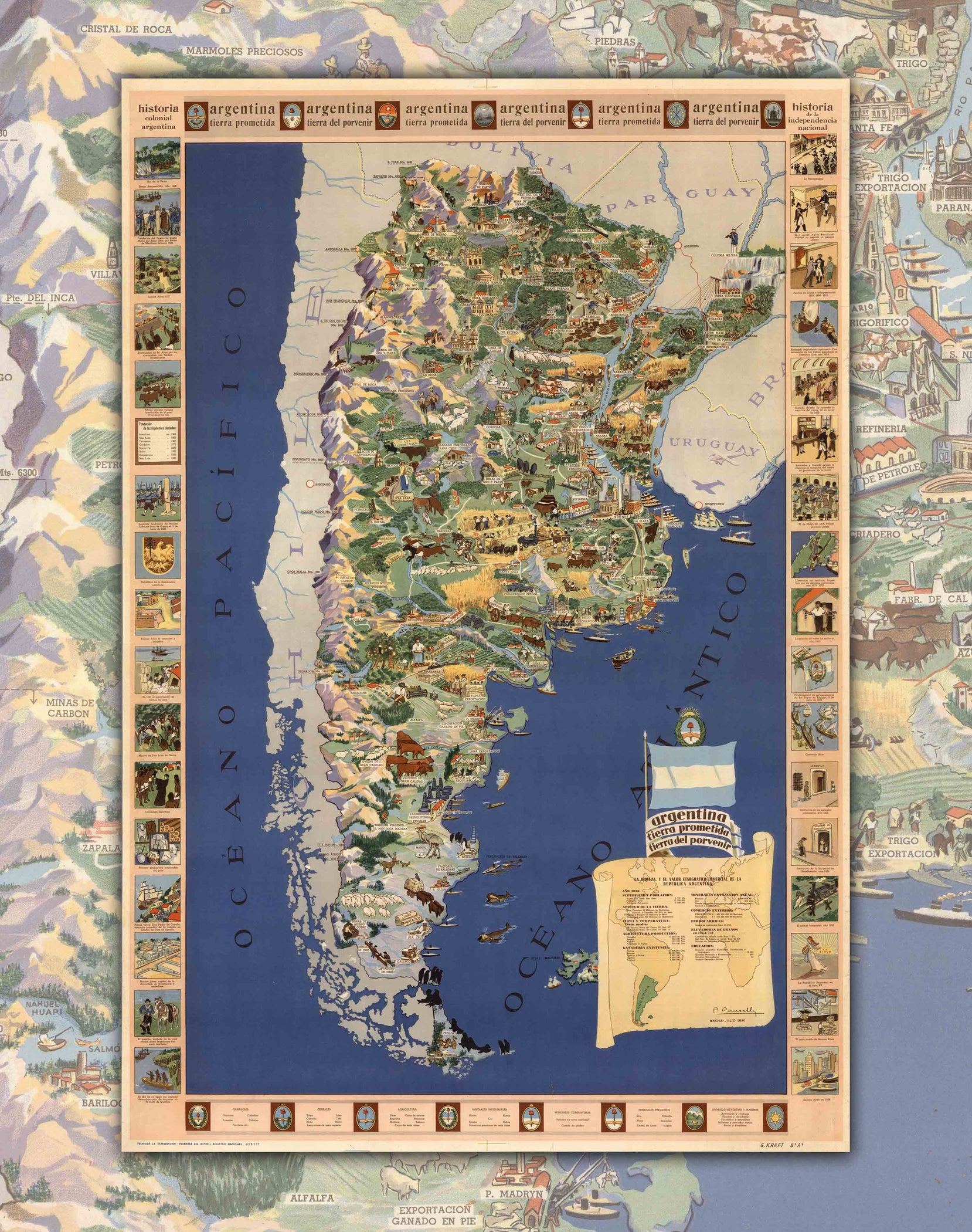 Mapa Ilustrado de Argentina - Lámina — Mappin