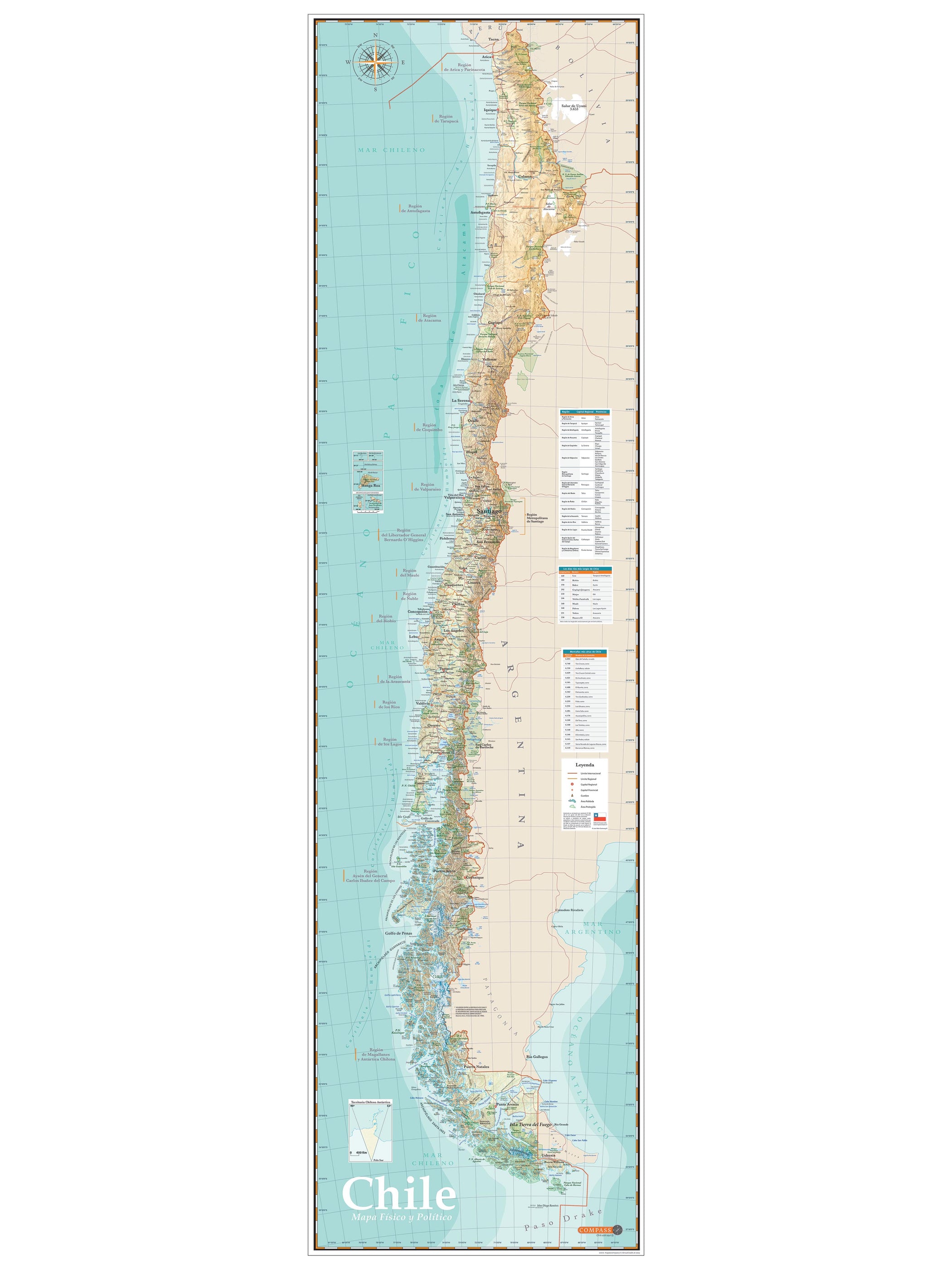 Mapa Físico de Chile actualizado 2025 — Mappin