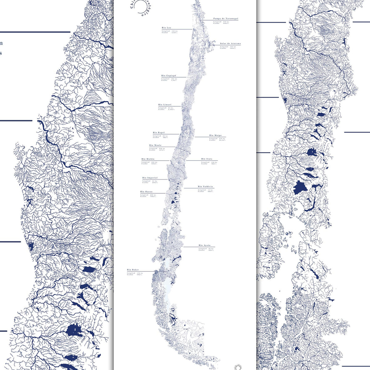 Mapa Hidrográfico de Chile - Lámina — Mappin