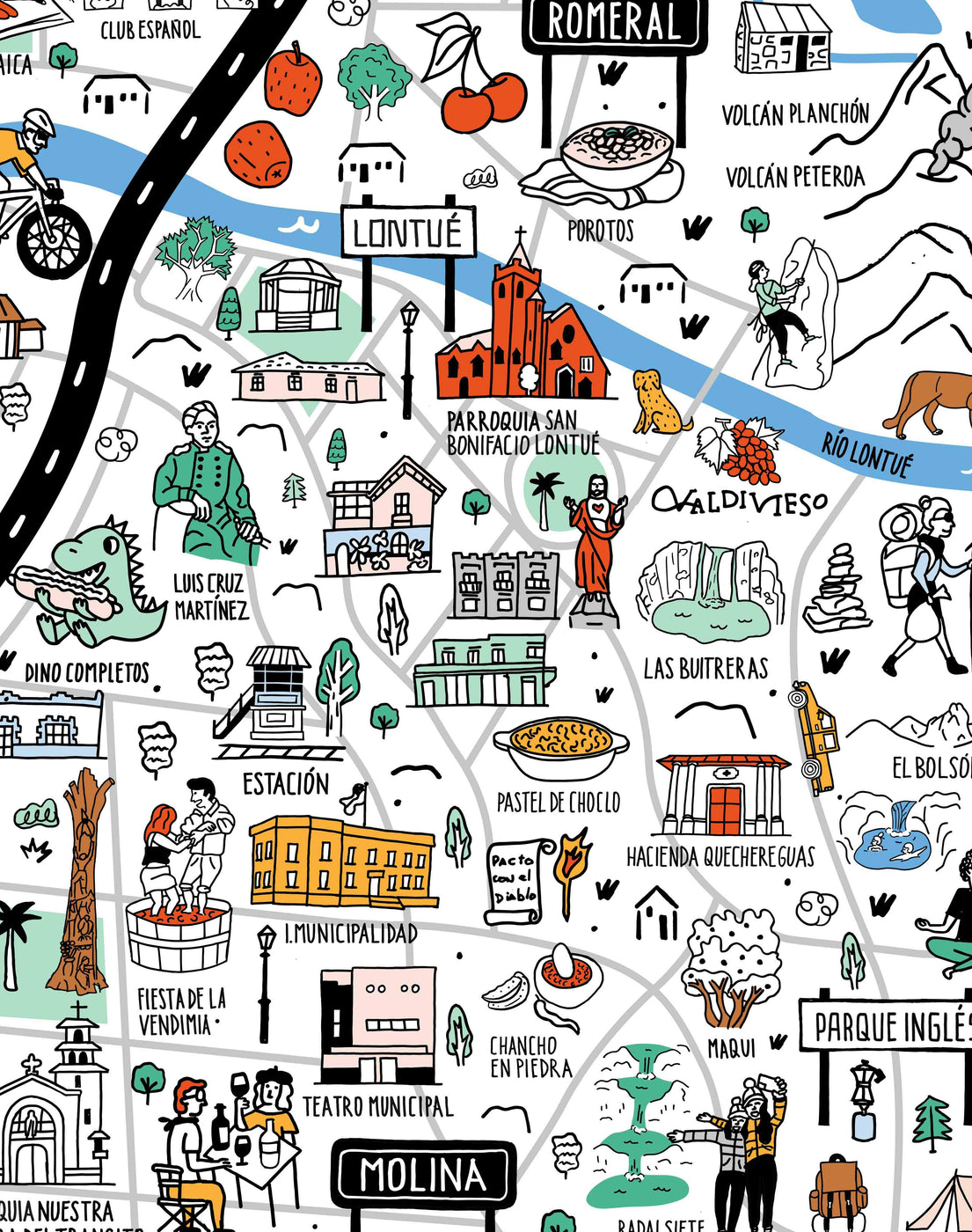 Mapa Ilustrado de Curicó - Lámina — Mappin