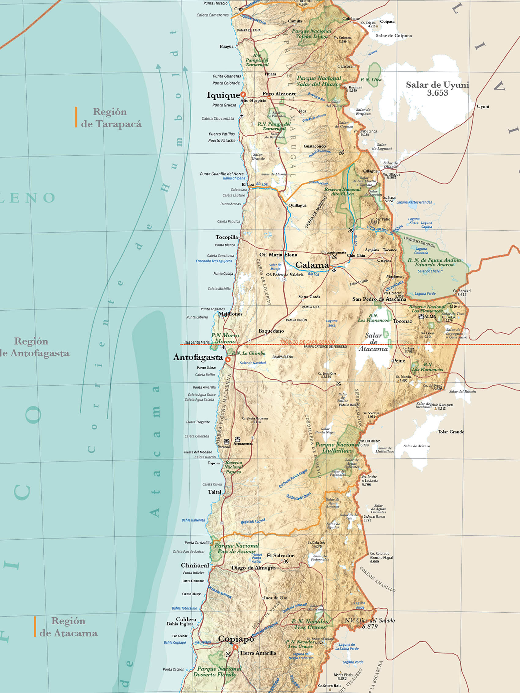 Mapa Físico de Chile actualizado 2025 — Mappin