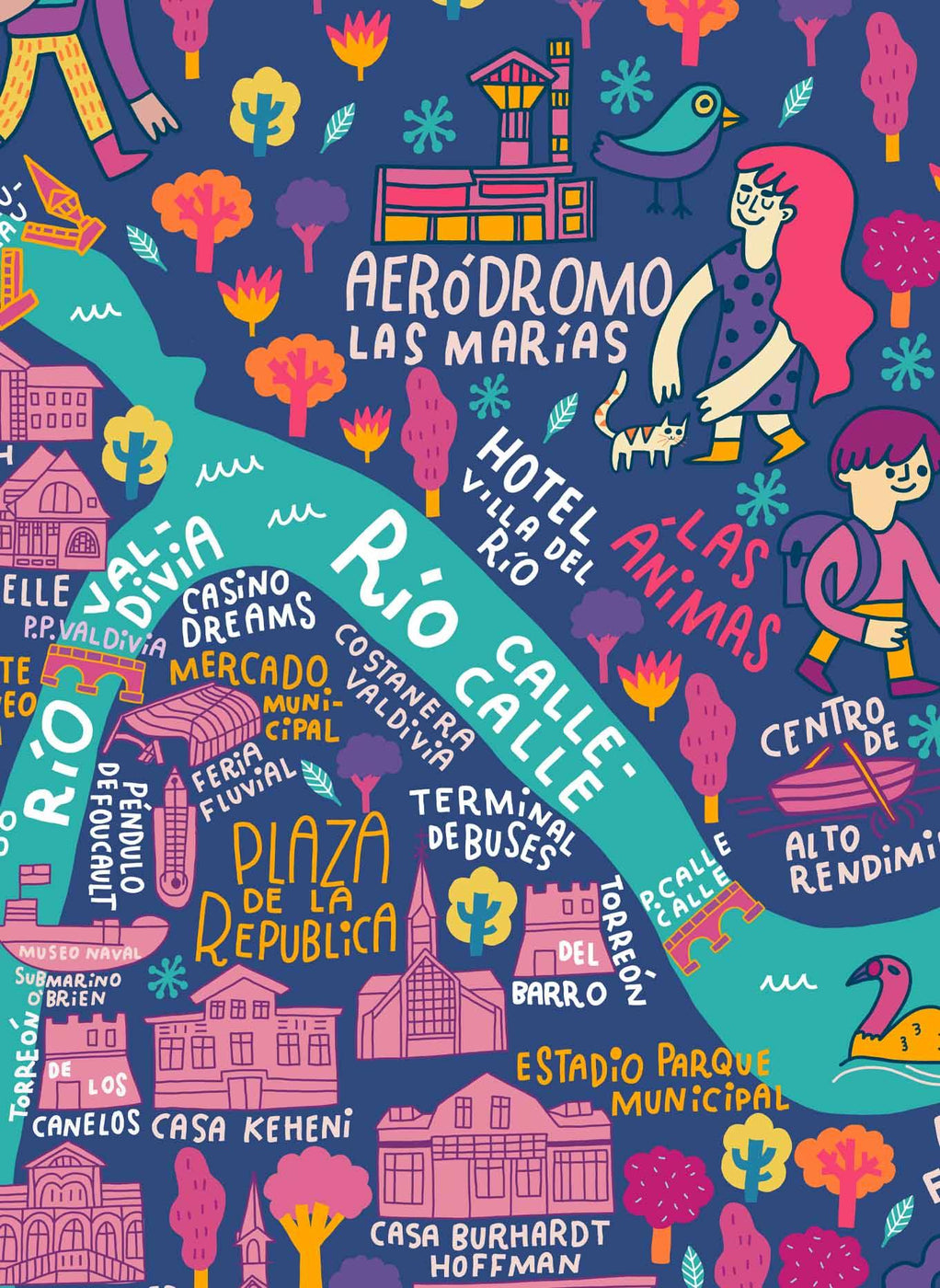 Mapa de Valdivia Ilustrado - Lámina — Mappin