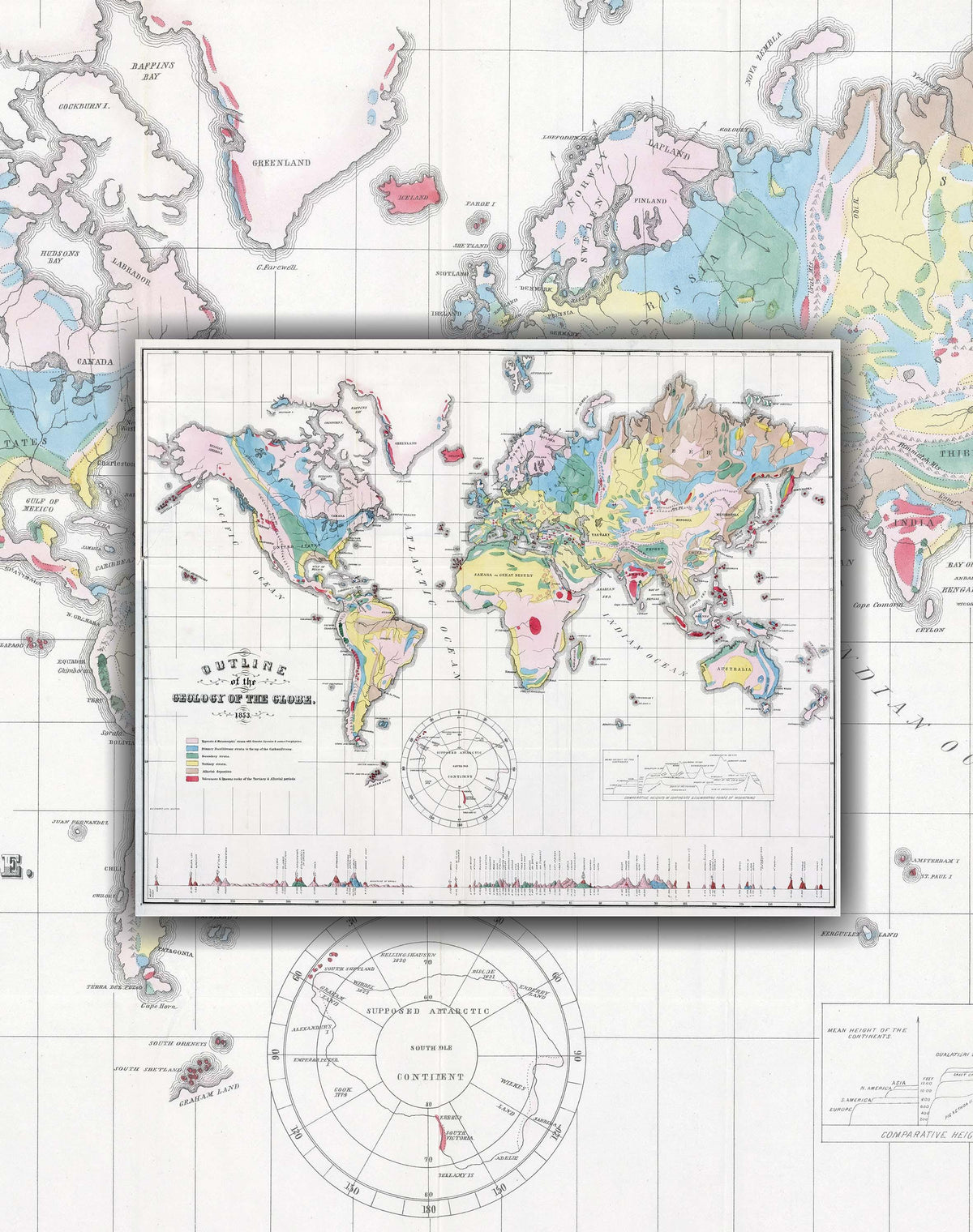Mapa Geológico del Mundo 1853 - Lámina — Mappin