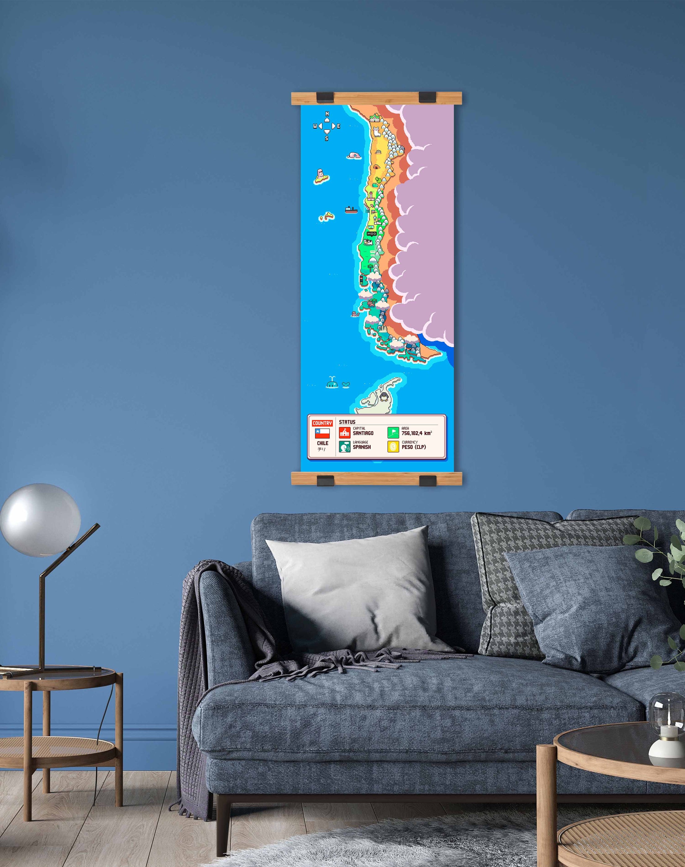 Mapa de Chile en Pixel - Lámina — Mappin
