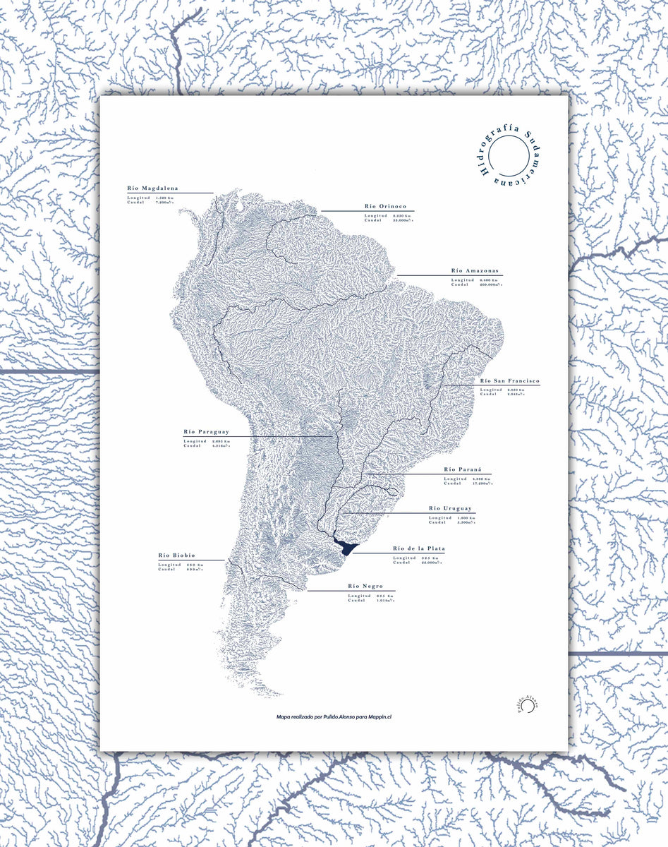 Mapa Hidrográfico de Sudamérica - Lámina – Mappin