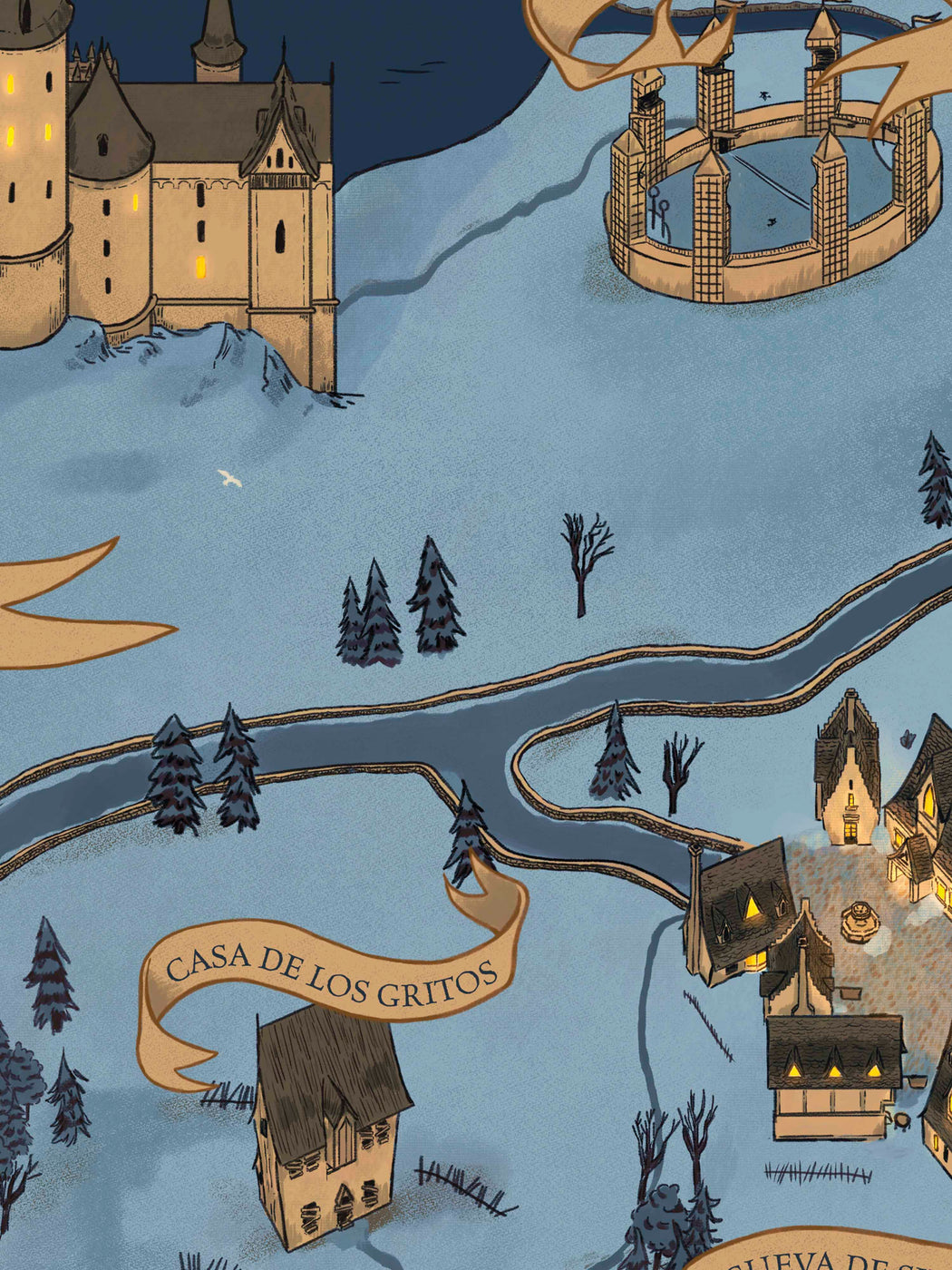 Mapa ilustrado del Mundo Mágico de Hogwarts - Lámina — Mappin