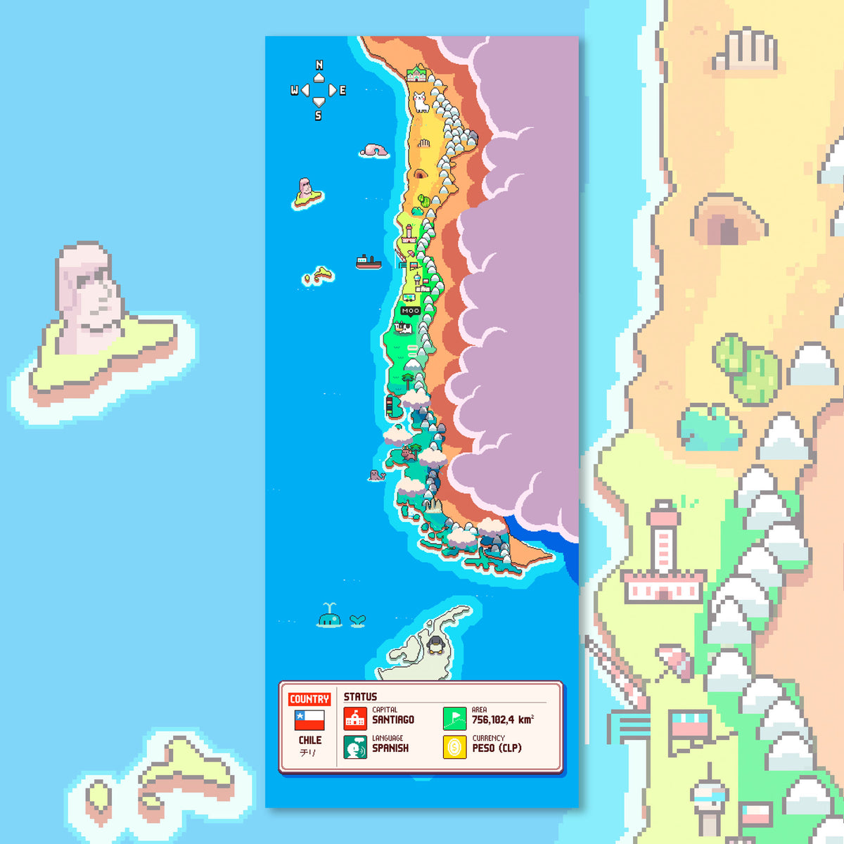 Mapa de Chile 2D - Lámina — Mappin