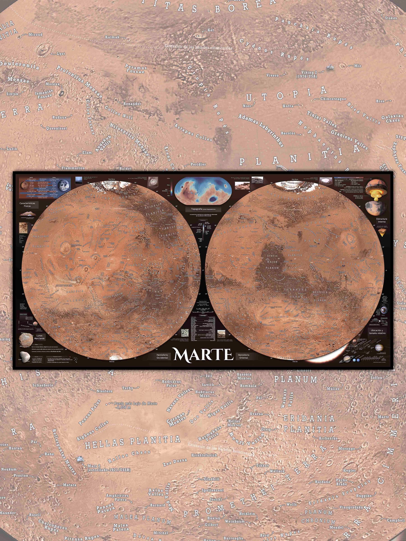 Mapa del Planeta Marte en HD - Lámina — Mappin