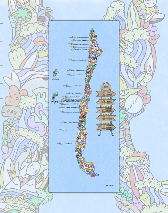 Mapa de Surf en Chile - Lámina — Mappin
