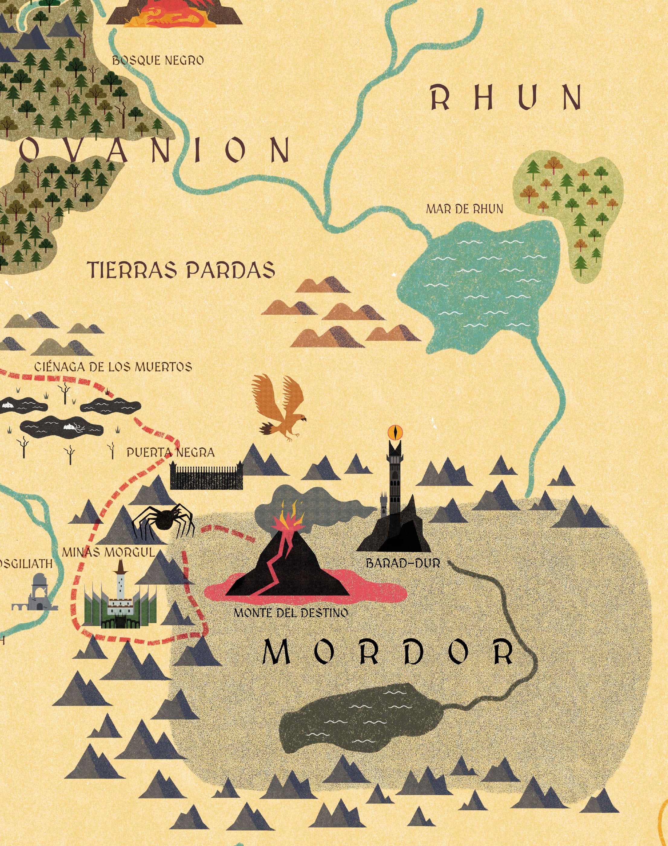 Mapa Ilustrado de la Tierra Media - Lámina — Mappin