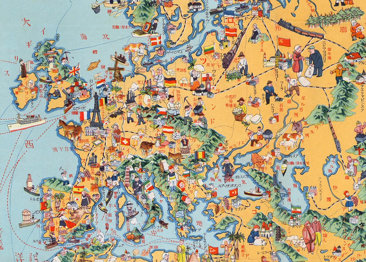 Mapa del Mundo Pictórico Japonés - Lámina — Mappin