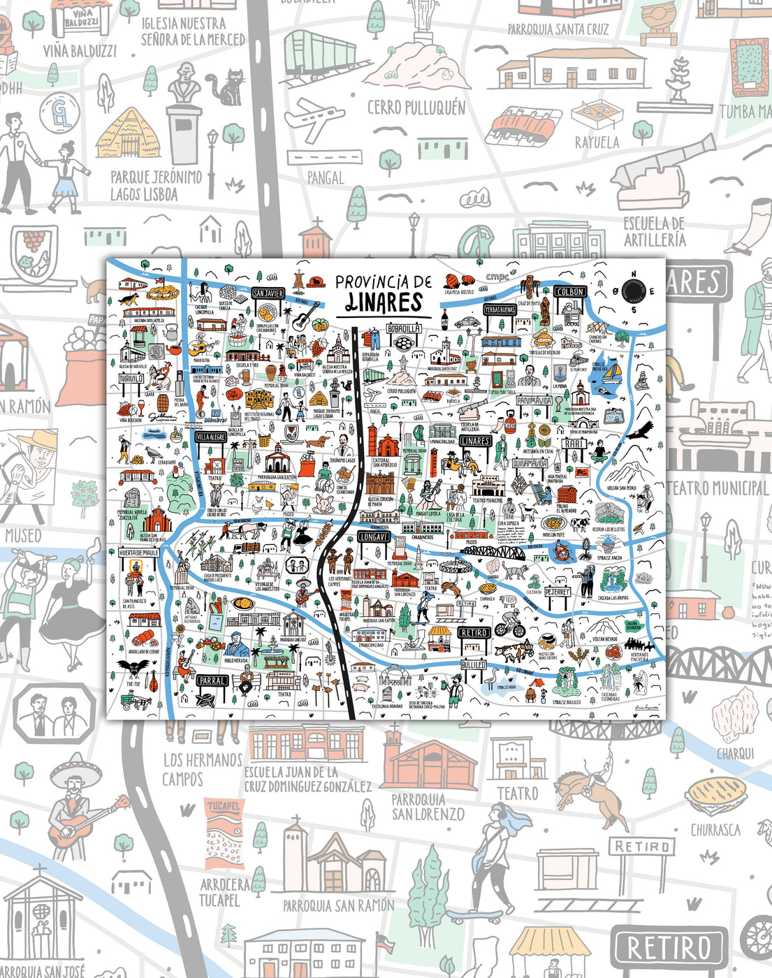 Mapa Ilustrado de Linares - Lámina — Mappin
