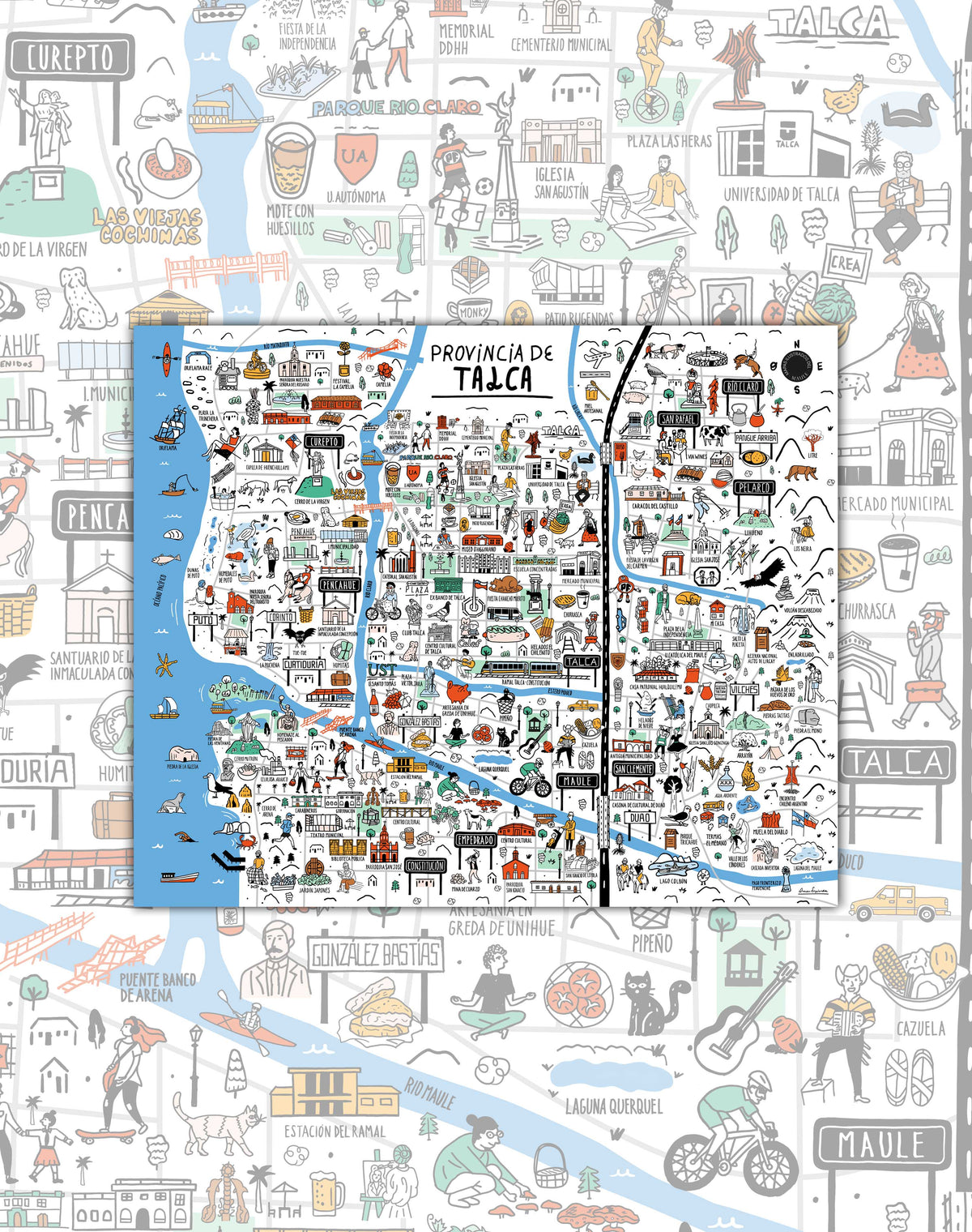 Mapa Ilustrado de Talca - Lámina — Mappin