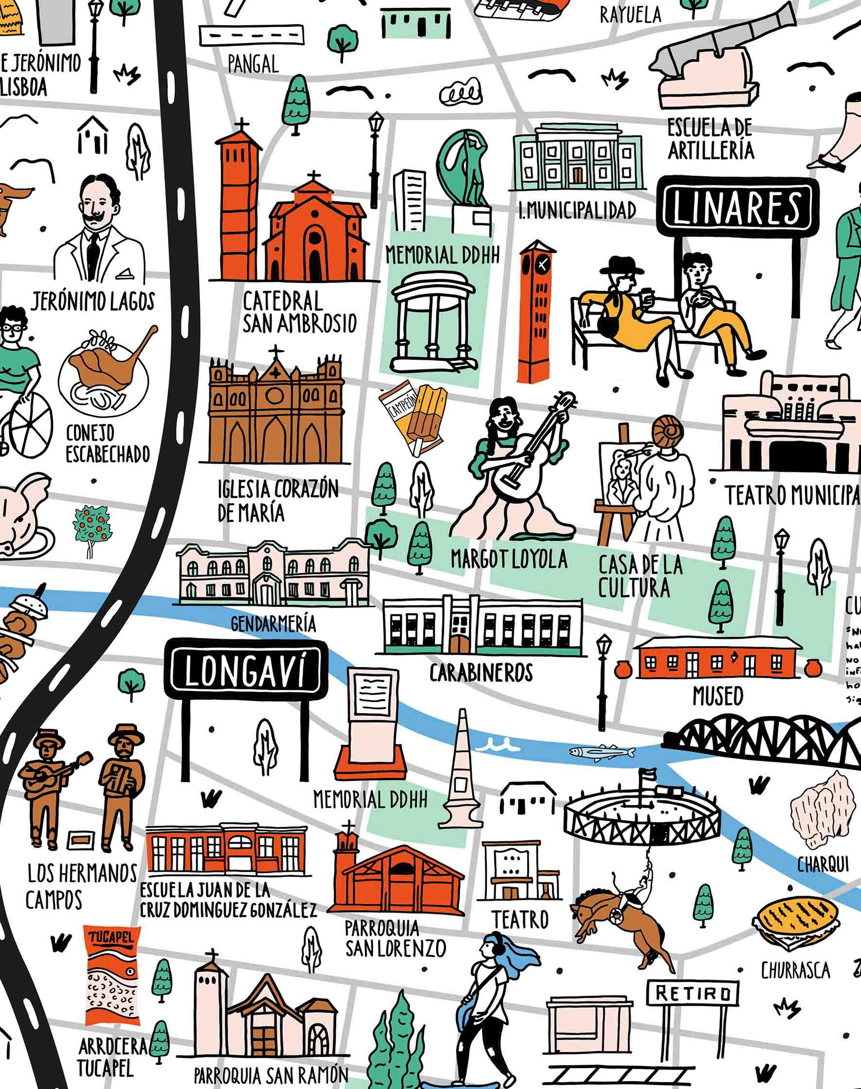 Mapa Ilustrado de Linares - Lámina — Mappin