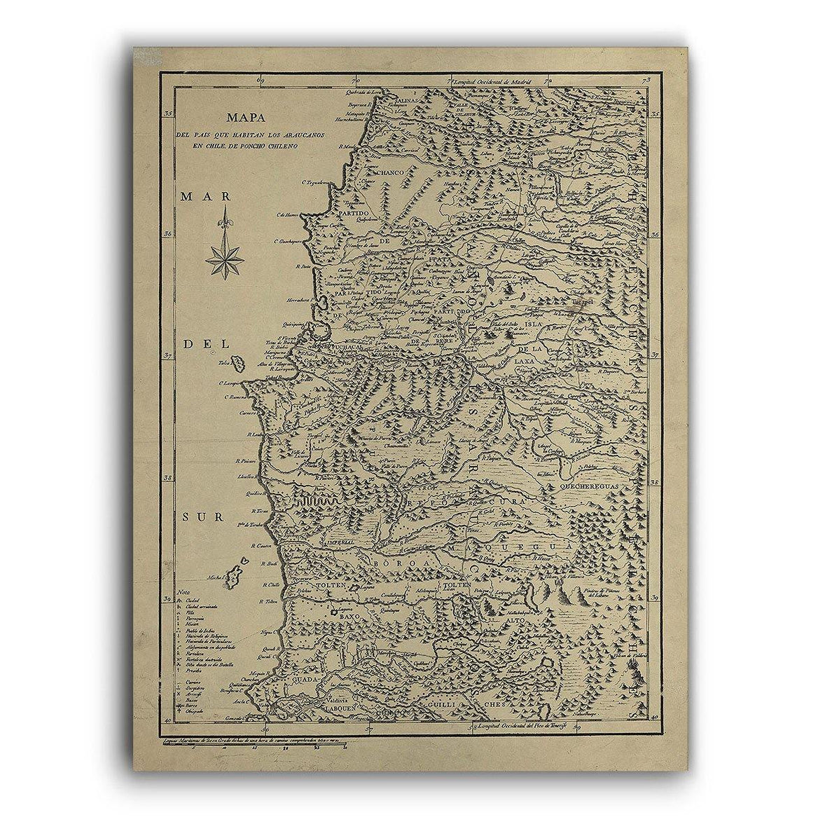 Mapa de Arauco Vintage - Lámina — Mappin
