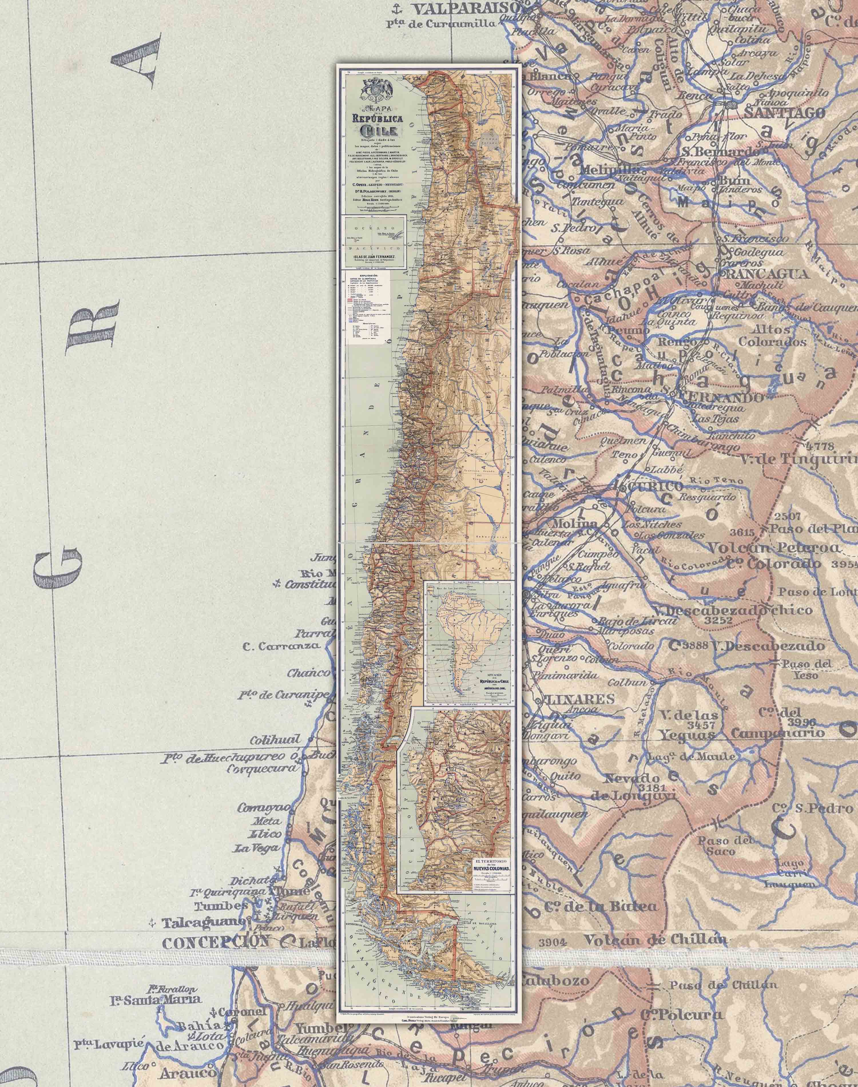 Map of Chile in 1891 - Print – Mappin