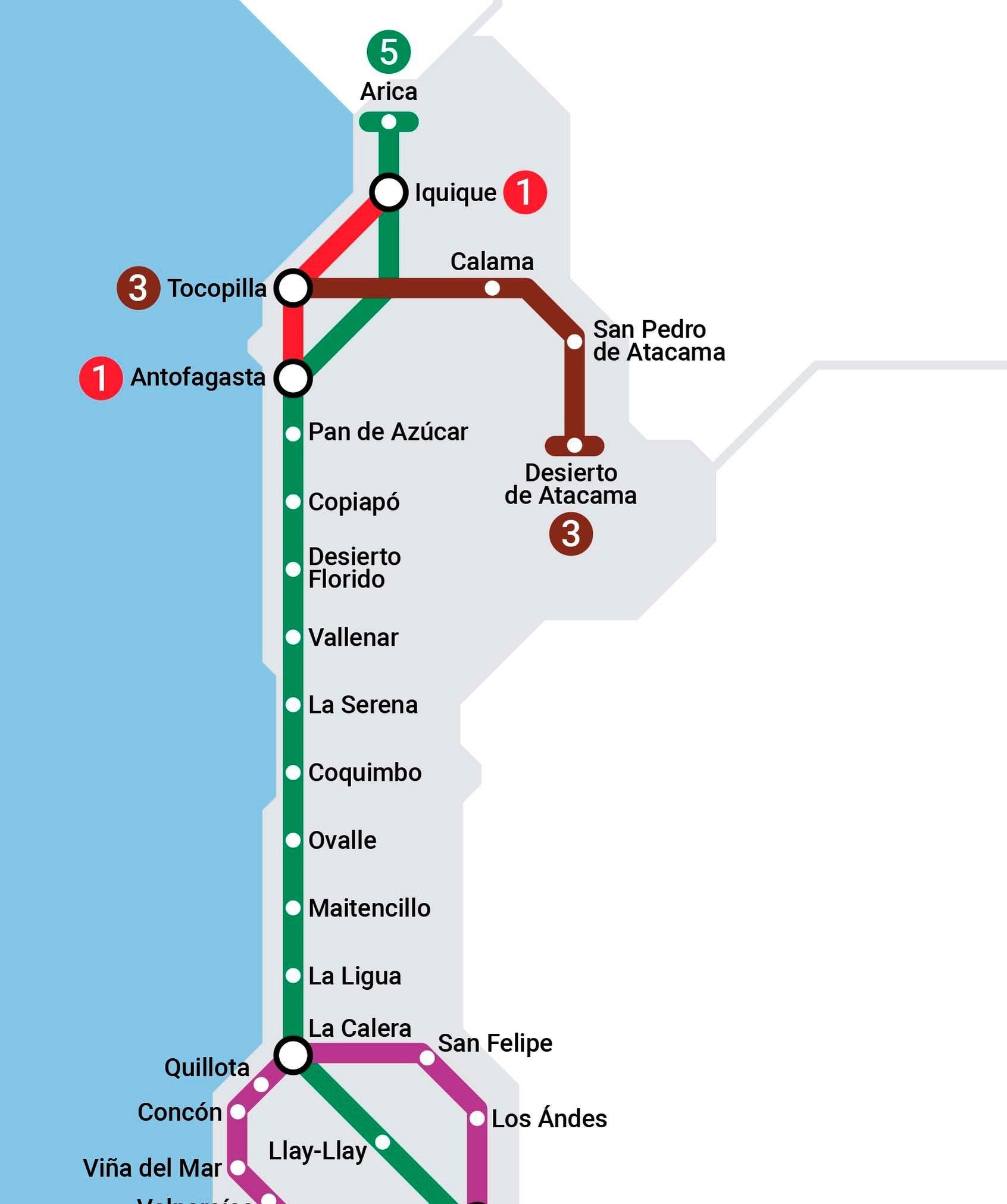Mapa de Chile Metro - Lámina — Mappin