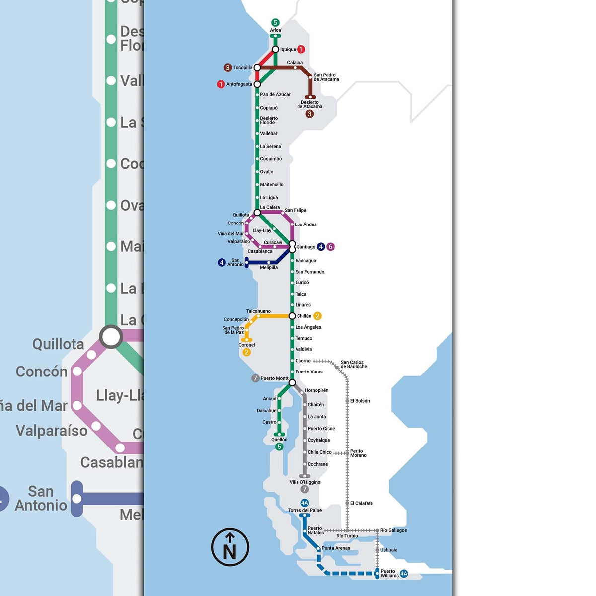 Mapa de Chile Metro - Lámina — Mappin