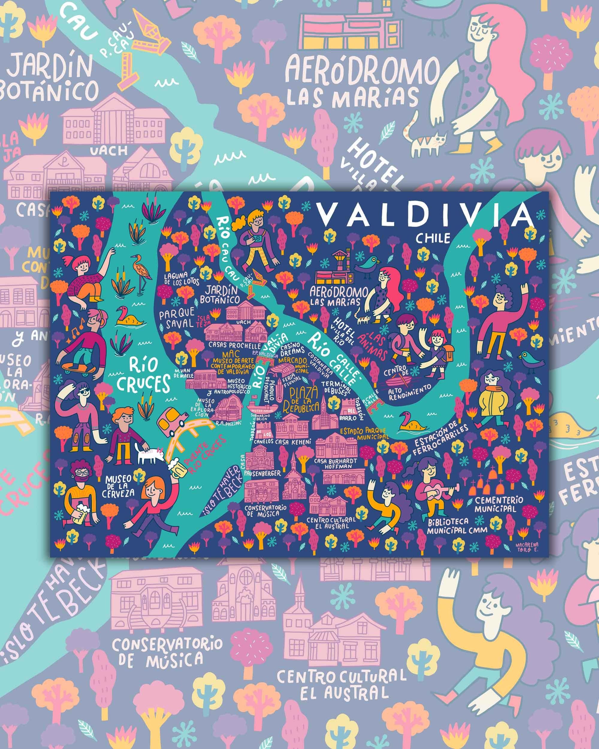 Mapa de Valdivia Ilustrado - Lámina — Mappin