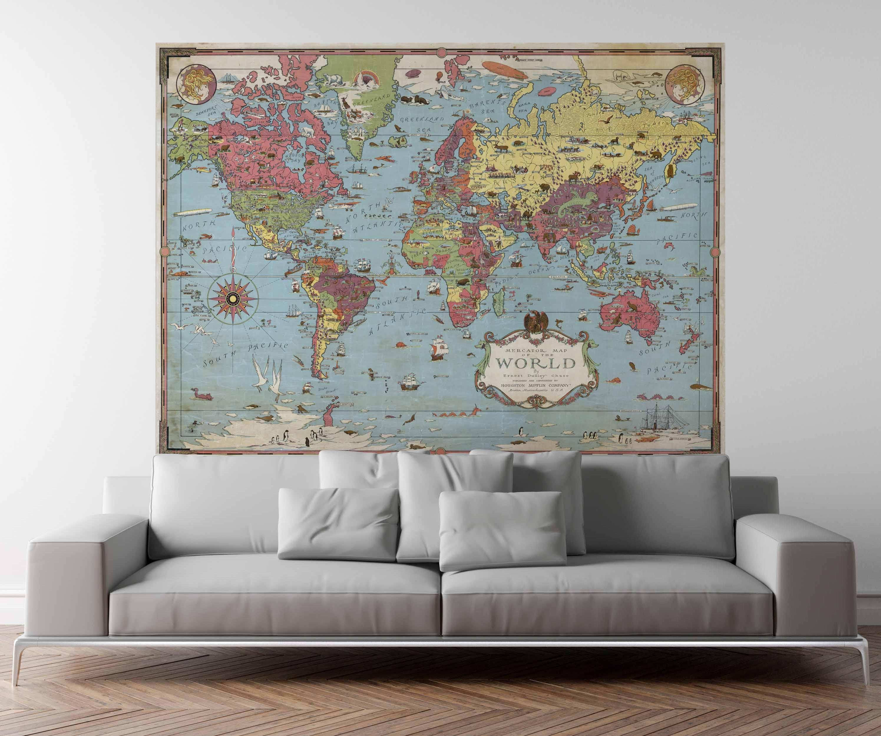 Mapa Mundi ilustrado - Deco Mural — Mappin
