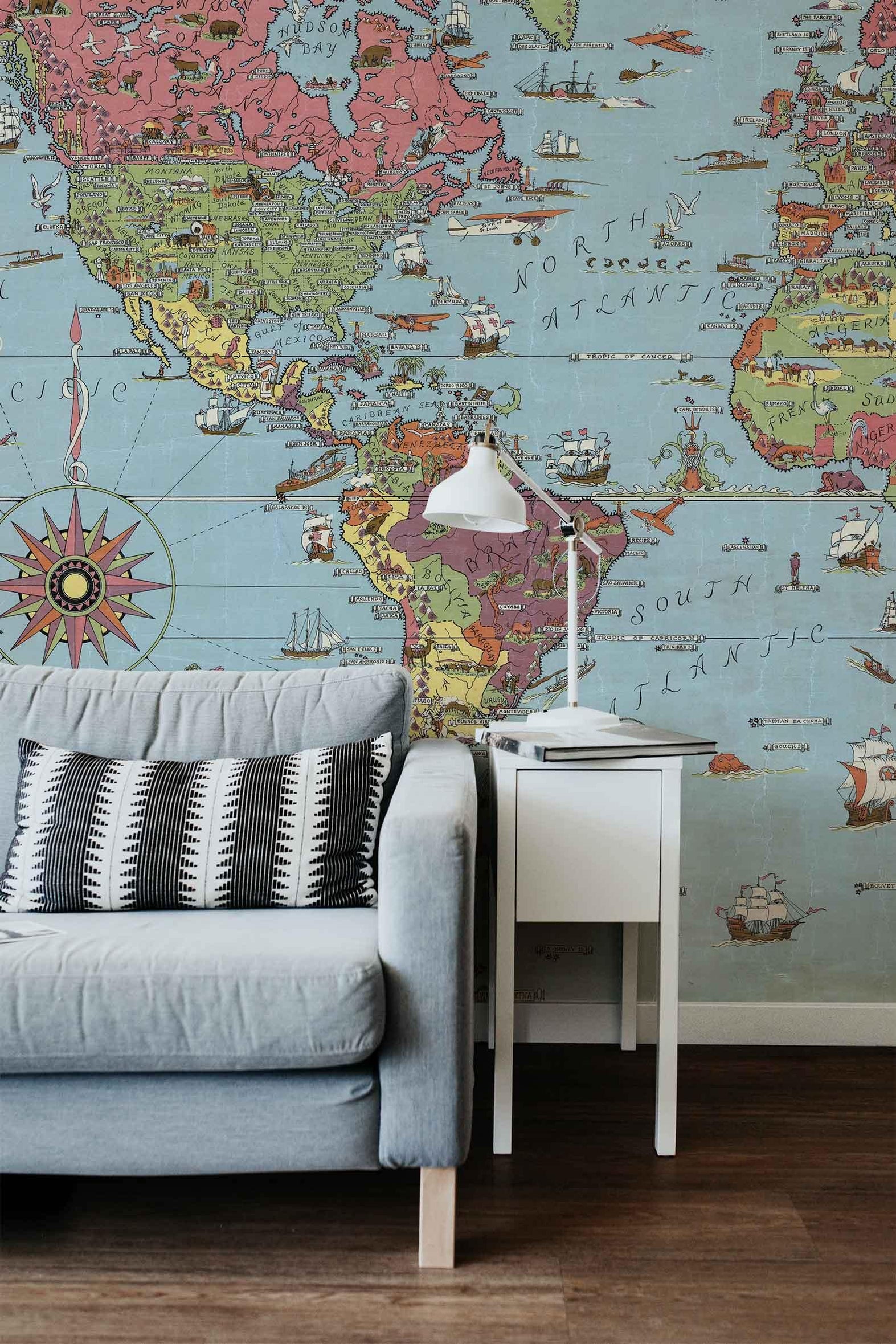 Mapa Mundi ilustrado - Deco Mural — Mappin