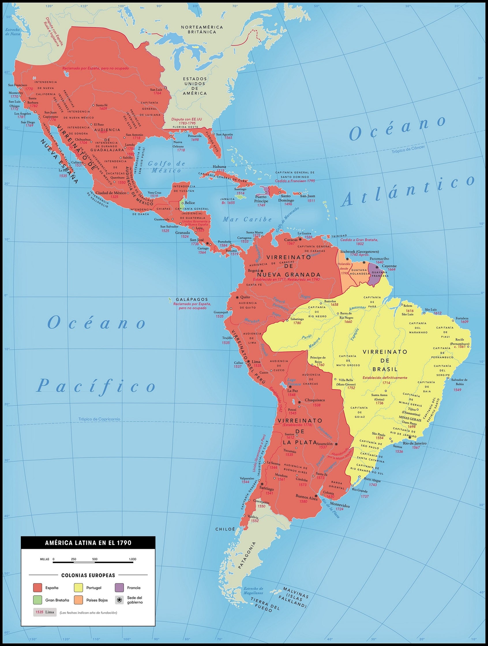 Mapa de América en 1790 - Lámina — Mappin