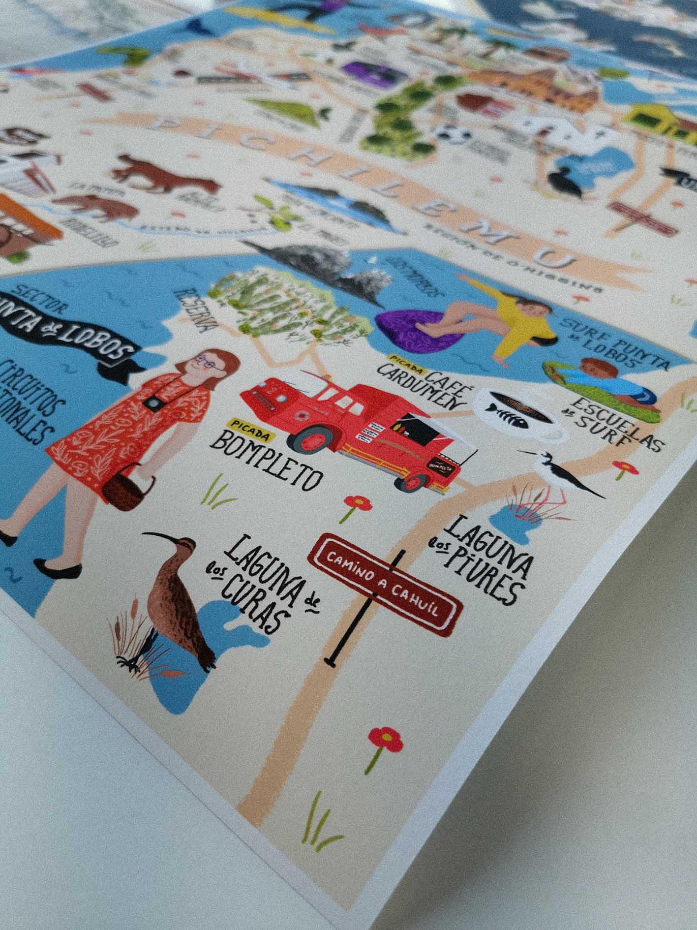 Mapa Ilustrado de Pichilemu - Lámina — Mappin