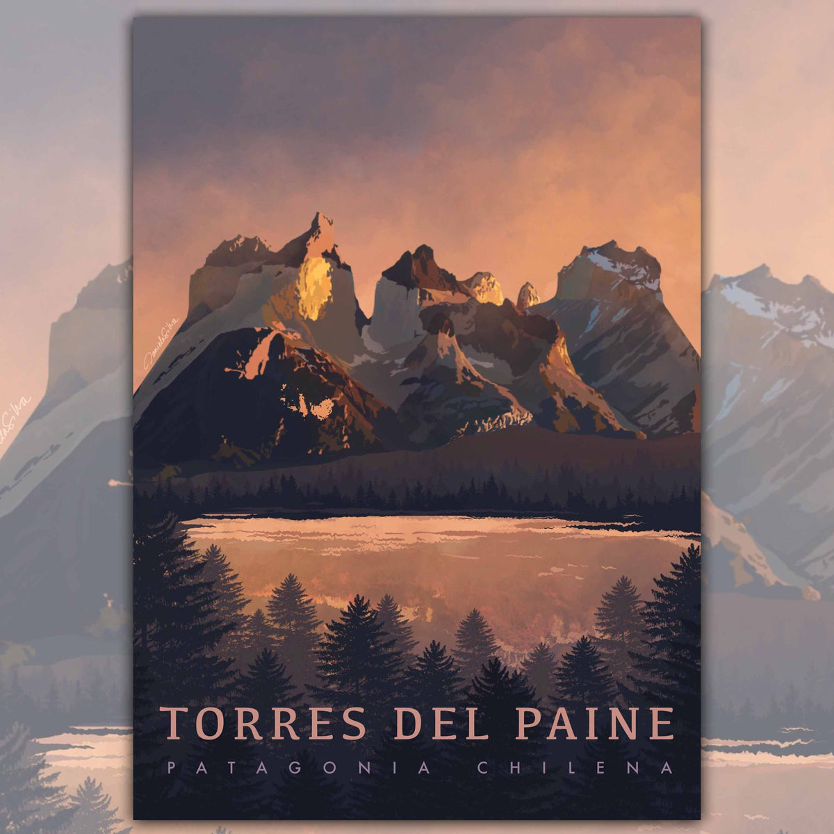 Poster Torres del Paine Atardecer - Lámina — Mappin
