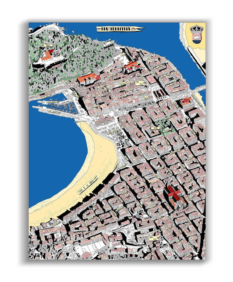 Map of San Sebastian (Donostia) Spain - Art Print – Mappin