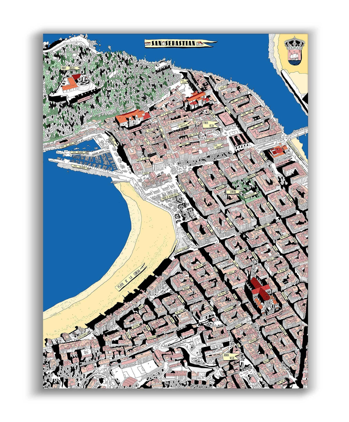 Mapa de San Sebastián (Donostia) España - Lámina — Mappin